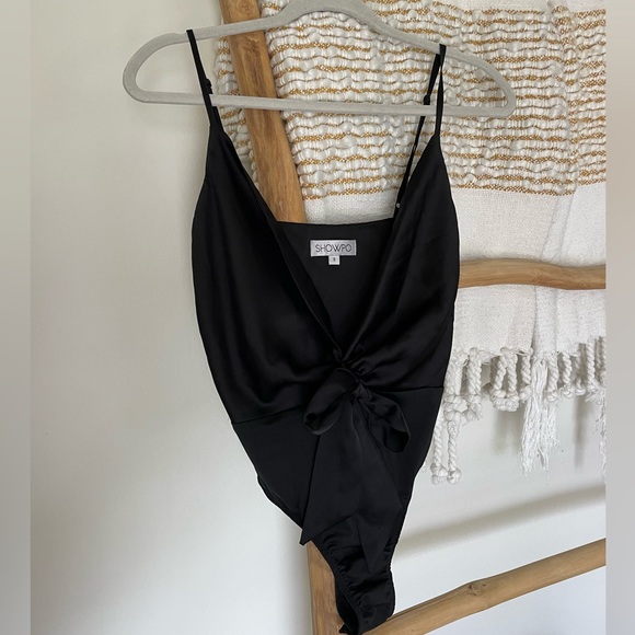 Showpo. | Tops | Black Showpo Bodysuit With Bow Detail | Poshmark